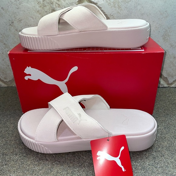 Puma | Shoes | Puma Platform Velvet Suede Crisscross Slide Sandals ...